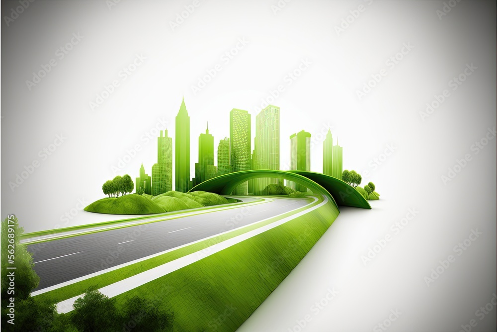 Generative AI blueprints of a modern green sustainable highway with ...