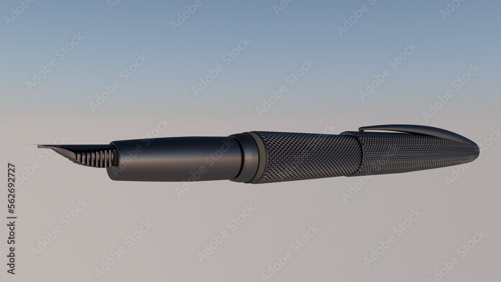 -- Black Fountain Pen 3D Rendering Perspective View 02(Open ...