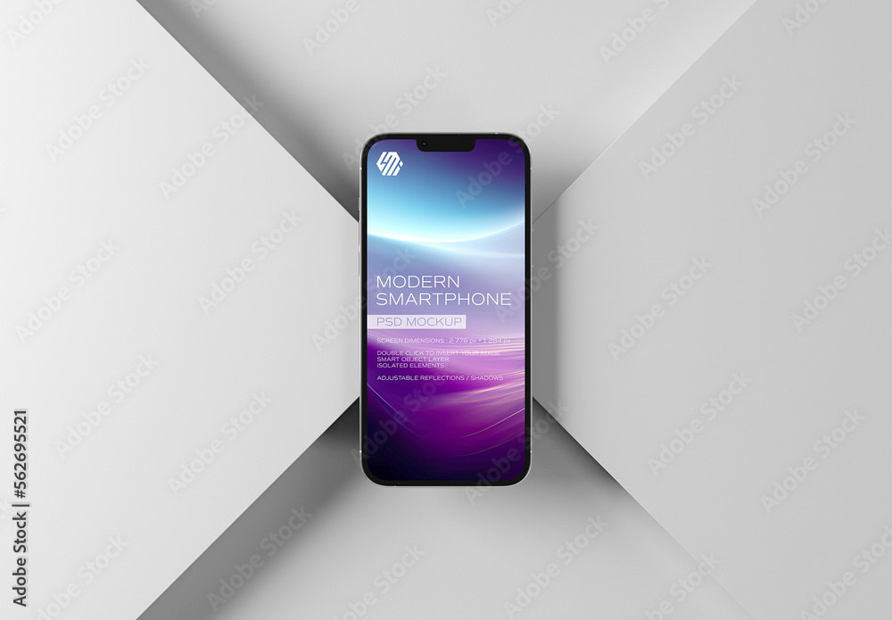 Mobile Phone Mockup on Two White Squared Display Stock Template | Adobe ...