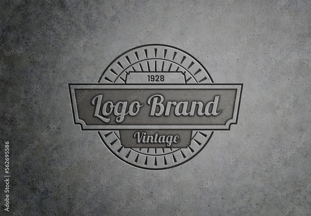 Engraved Logo Effect in Concrete Stone Mockup Stock Template | Adobe Stock