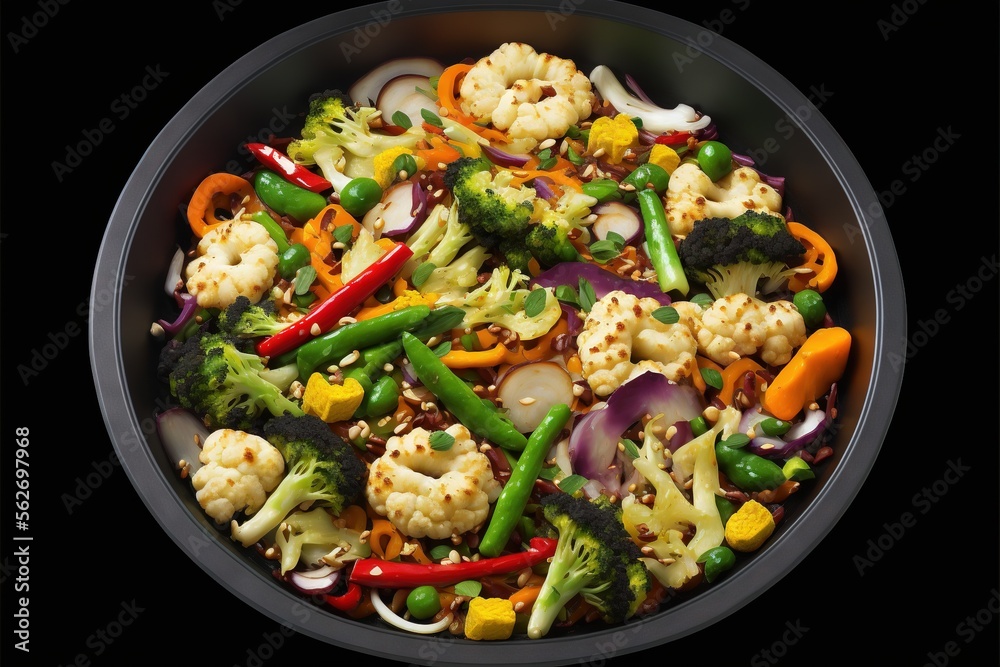 a bowl of vegetables and cauliflower mixed together in a mixture of ...