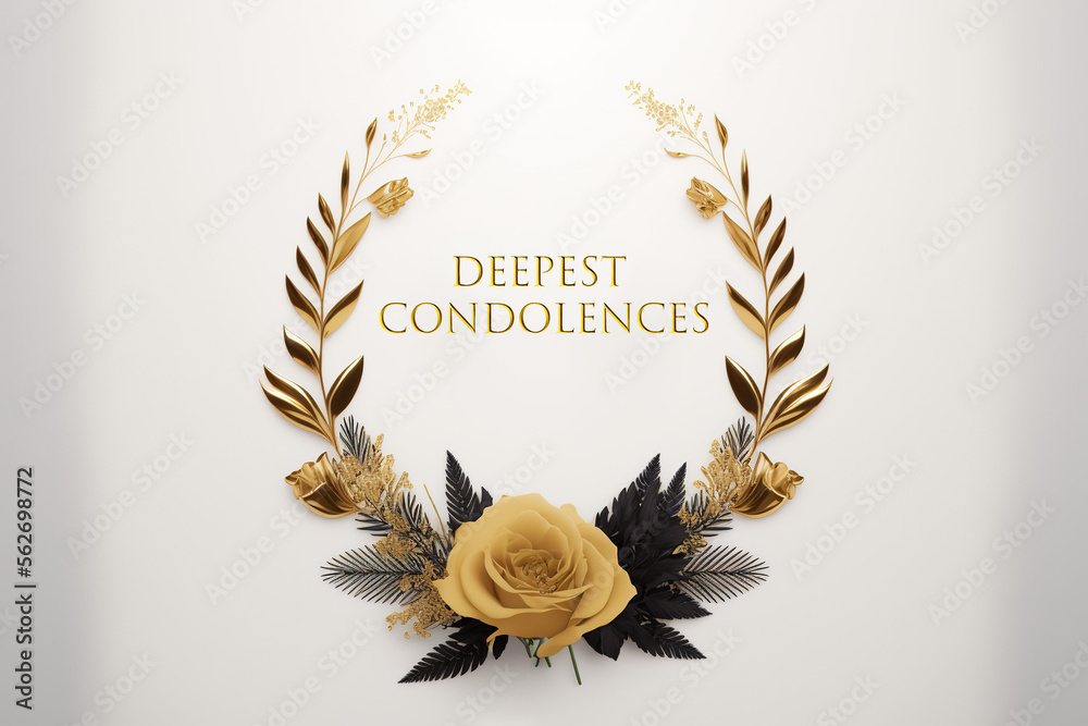 Funeral Decoration with Deepest Condolences - Gold, White & Black ...
