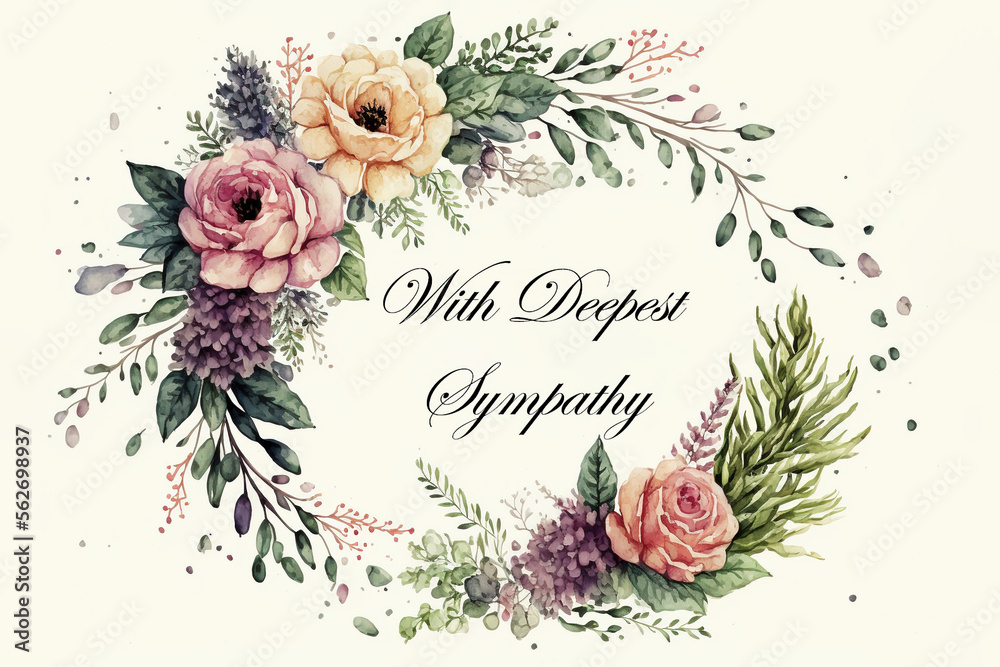 Funeral Flowers with Deepest Sympathy - Watercolour (Generative AI Art ...