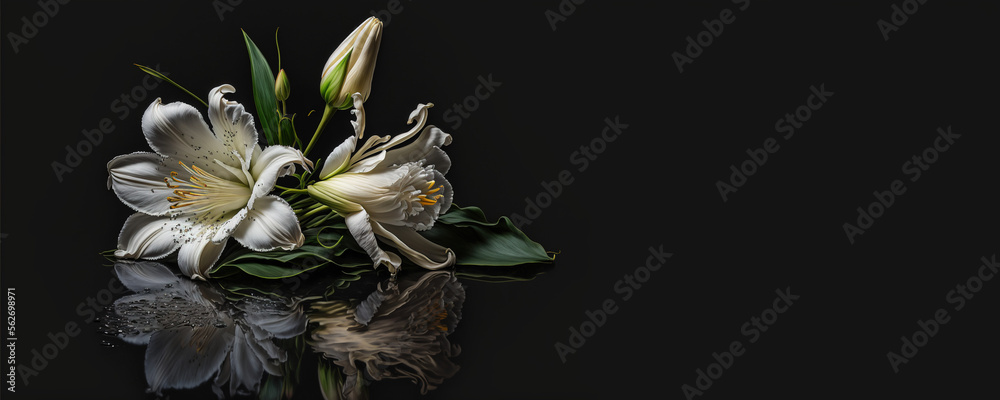 Funeral - Lily On White Background with copy space (Generative AI Art ...