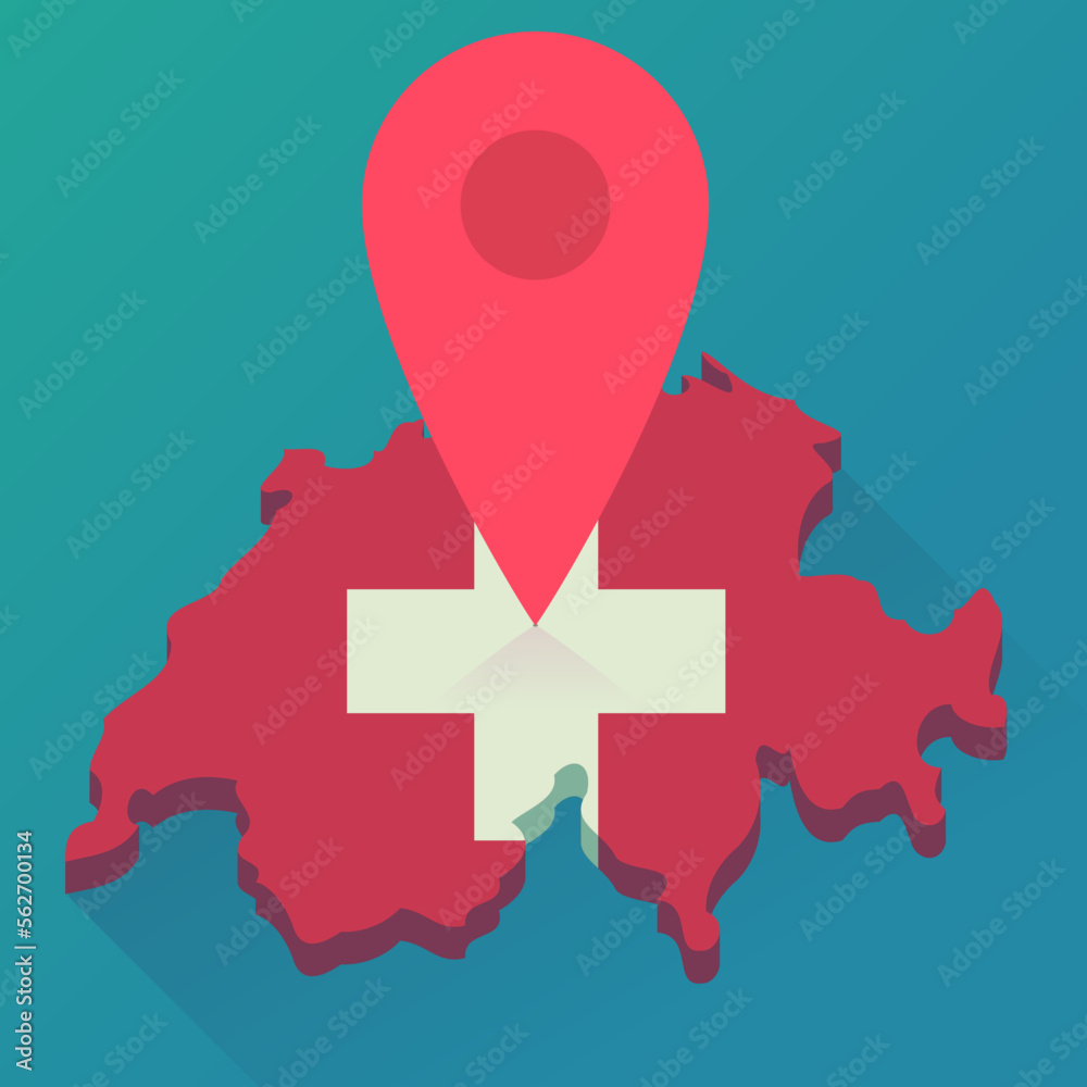 3d map in flat design style of switzerland in the colors of the ...