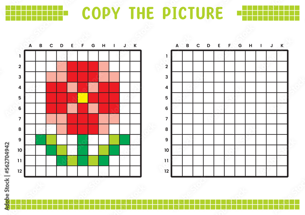Copy the picture, complete the grid image. Educational worksheets ...