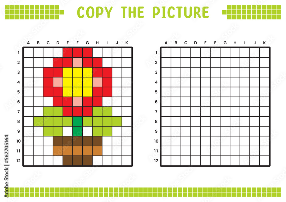 Copy the picture, complete the grid image. Educational worksheets ...