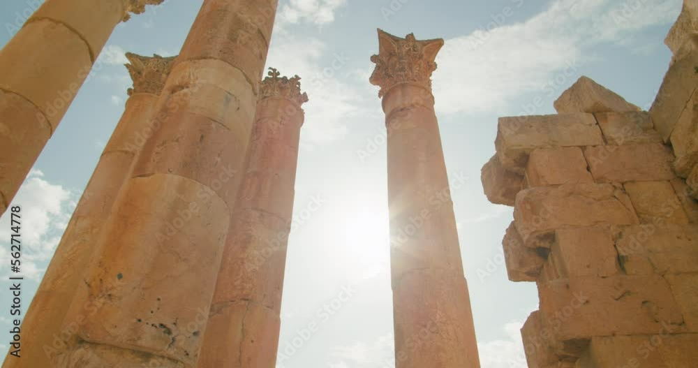 Bottom perspective of pillars shown in sunshine Temple of Artemis in ...