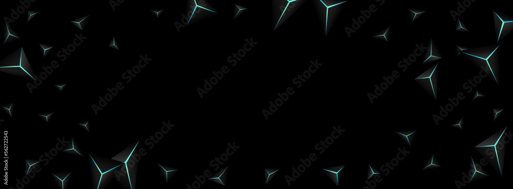 Jet Black Triangle Background Black Vector. Dark Triangular 3d. Polygon ...