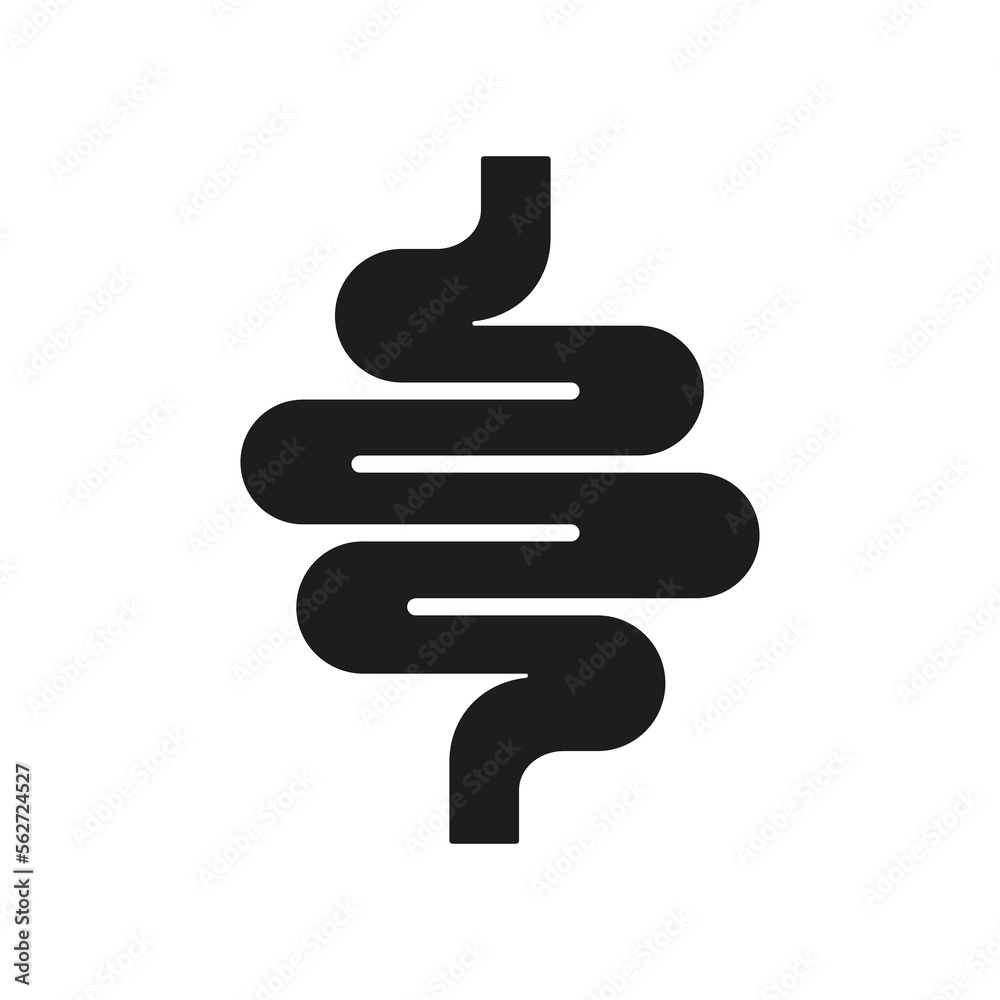Healthy Human Digestive System. Intestine Silhouette Icon. Health Colon ...