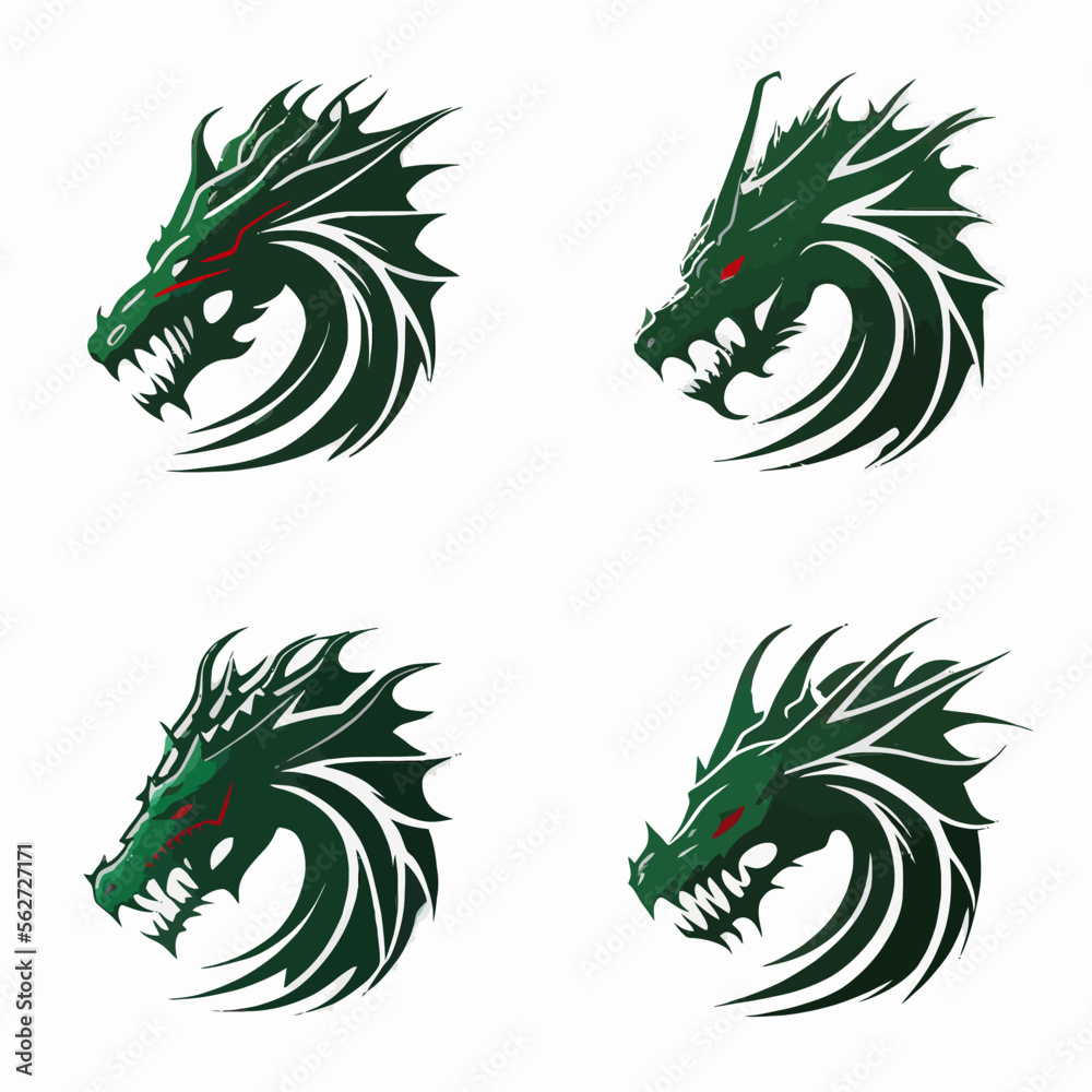4 variants of the dragon logo. Logo vector illustration Stock Vector ...