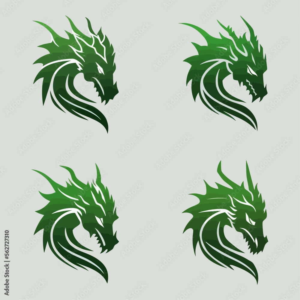 4 variants of the dragon logo. Logo vector illustration Stock Vector ...