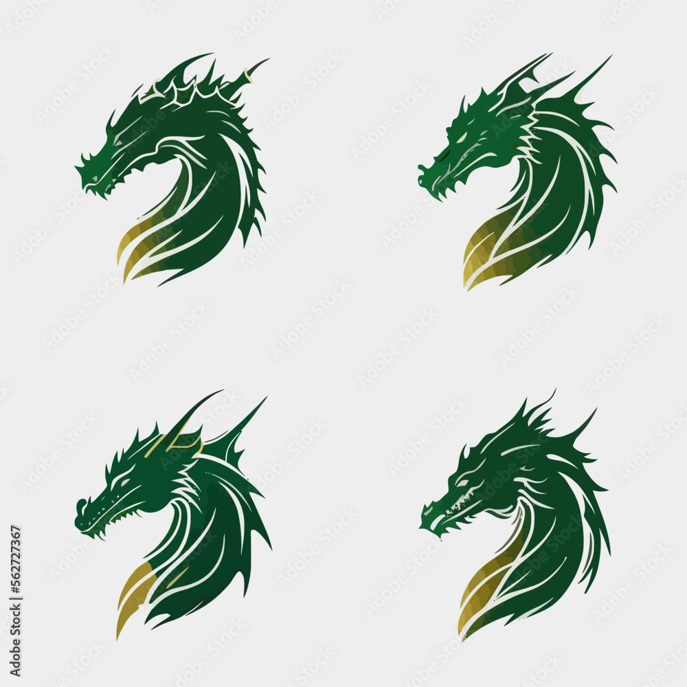 4 variants of the dragon logo. Logo vector illustration Stock Vector ...
