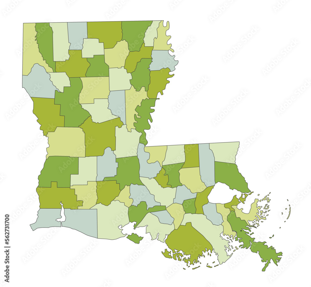 Highly detailed editable political map with separated layers. Louisiana ...