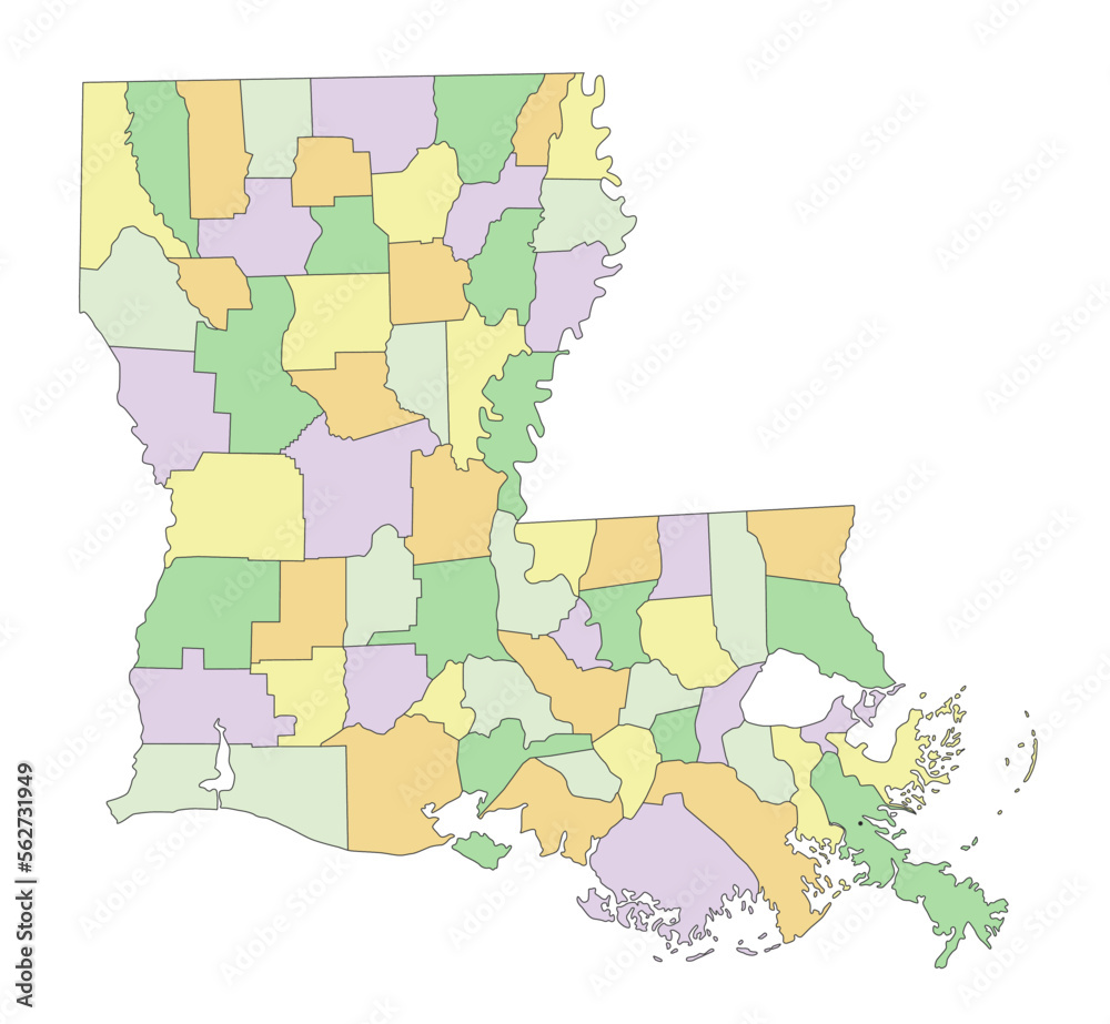 Wall map of louisiana