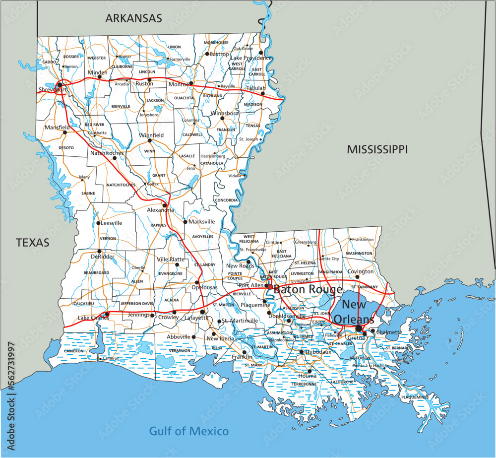 highway map of louisiana