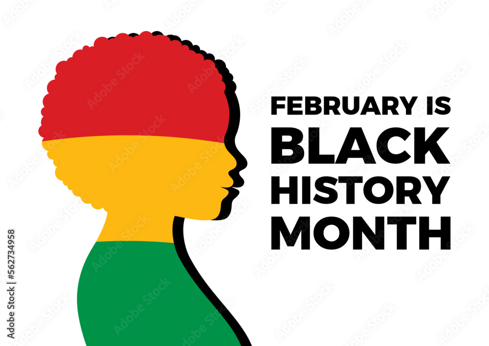 February is Black History Month vector. African person in Pan-African ...