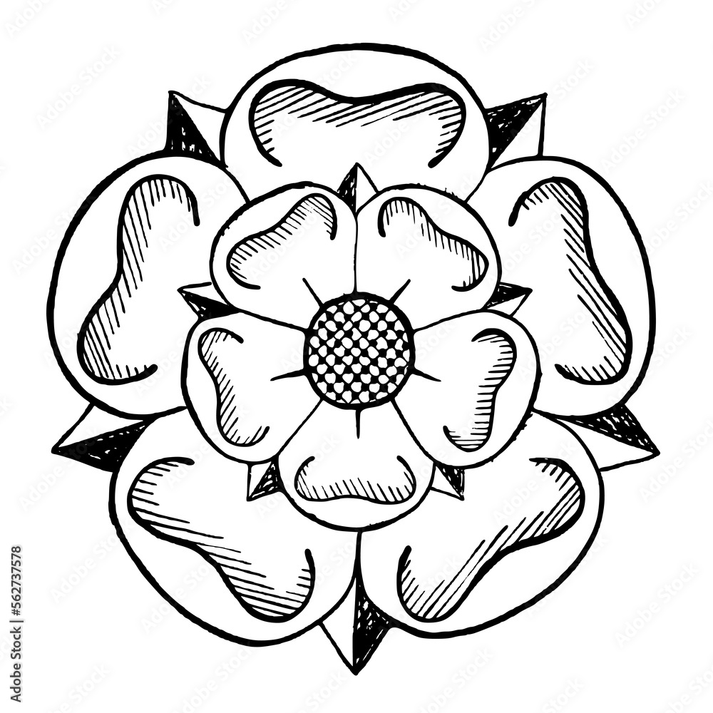 White Yorkshire rose motif, symbol for the Yorkshire region. Vector ...