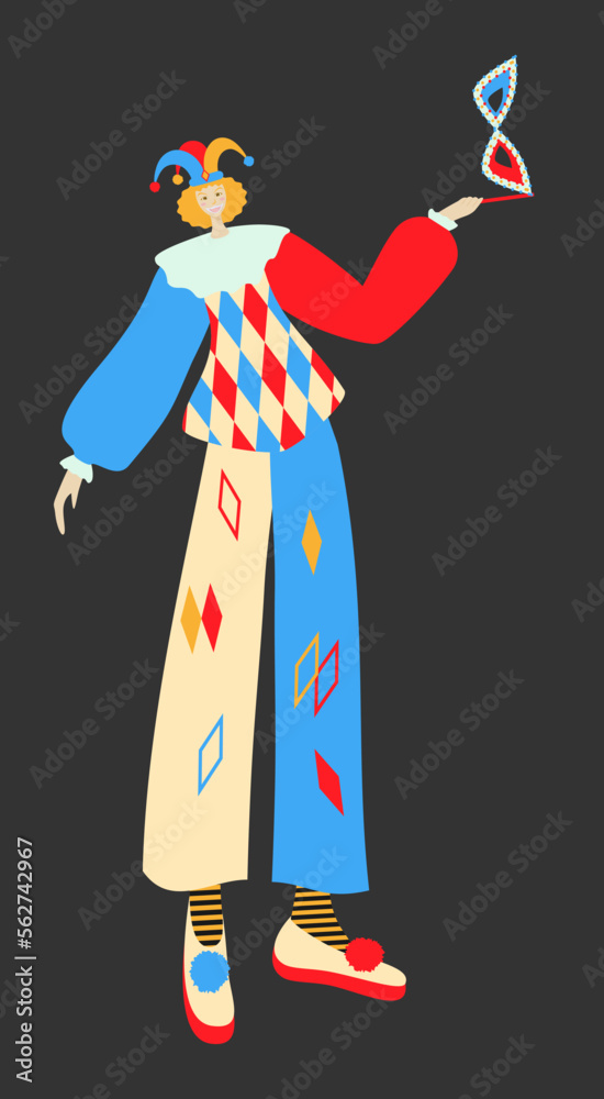 Harlequin. Stock character of pantomime and commedia dell'arte. Italian ...