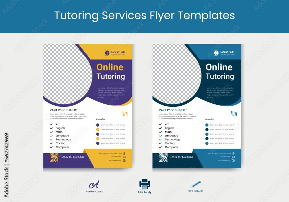 Tutoring Services Flyer Templates Stock Vector | Adobe Stock
