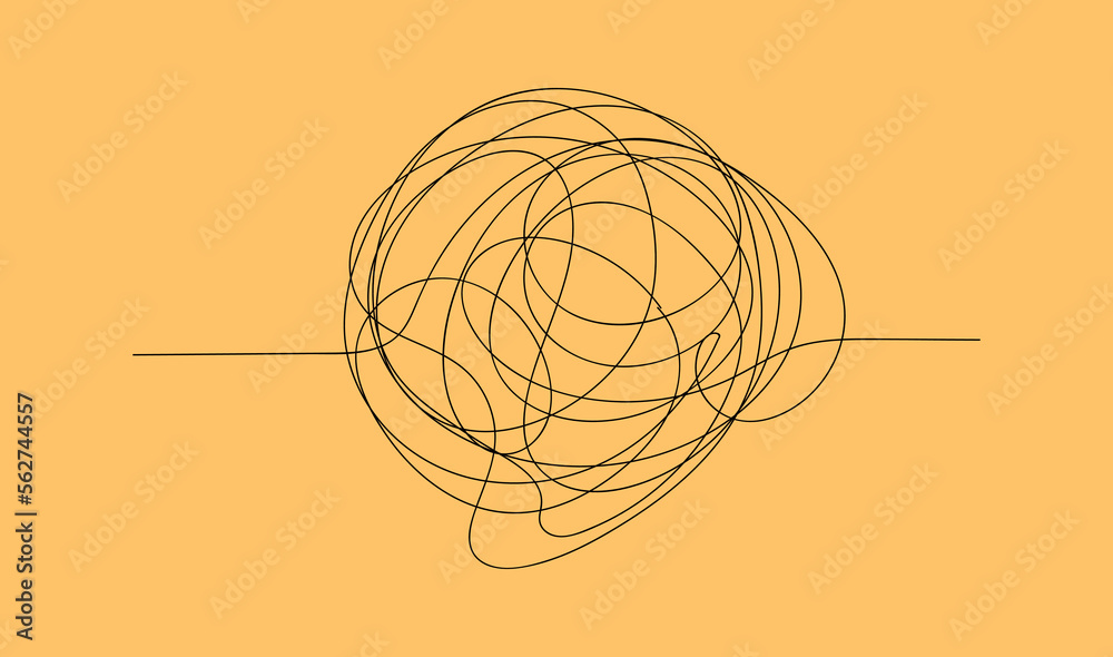 Scribble chaos line. Abstract random labyrinth in doodle style. Hand ...