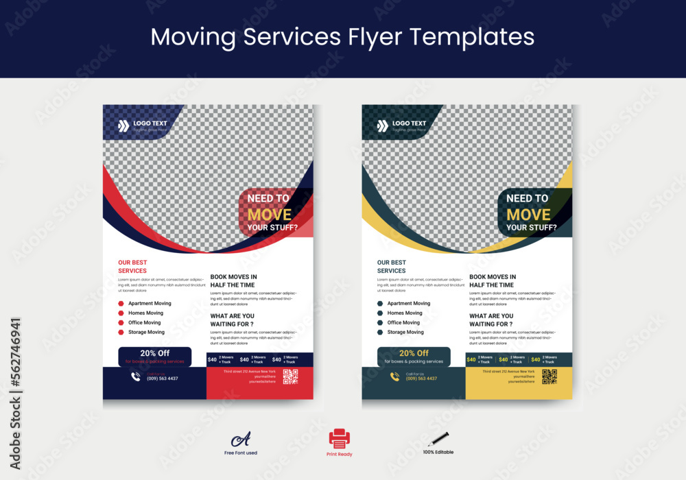 Moving Services Flyer Templates Stock Vector | Adobe Stock