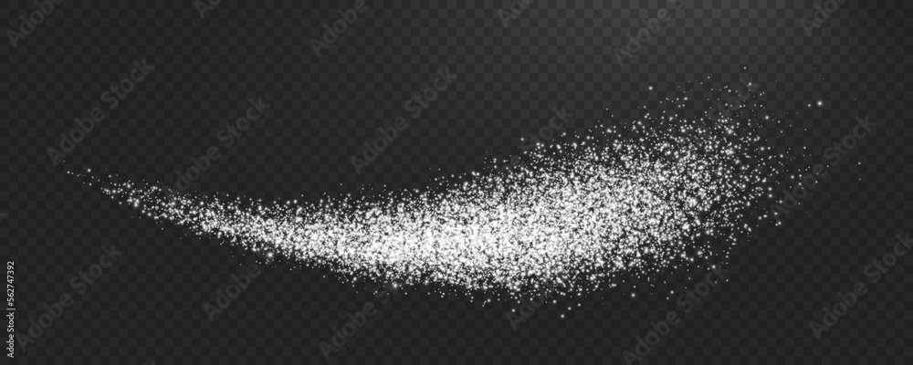 Vector glittering sparks on transparent background. Snow dust light ...