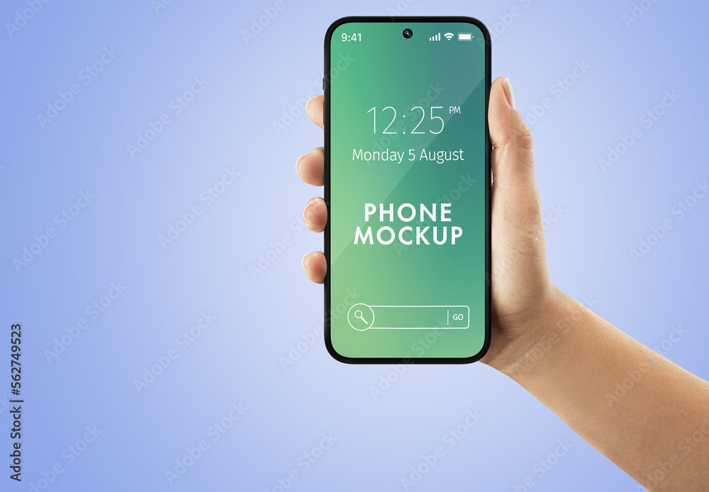 Phone Mockup in a Hand Template Stock Template | Adobe Stock