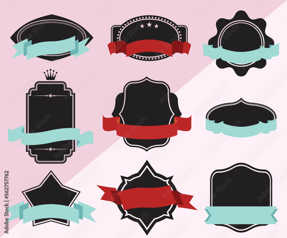 Set of Badge templates in vintage style. Black patch silhouettes ...