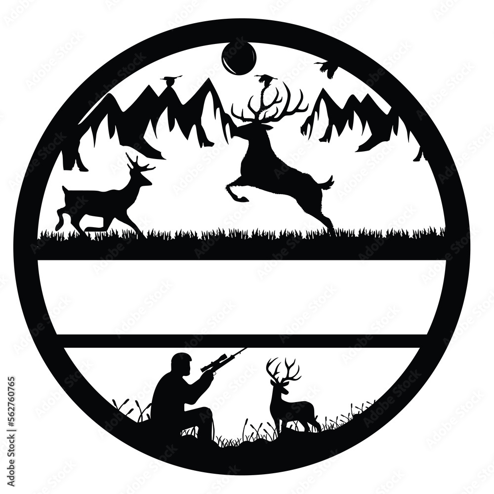 Name sign svg Hunting theme laser cut template, door or wall hanger ...