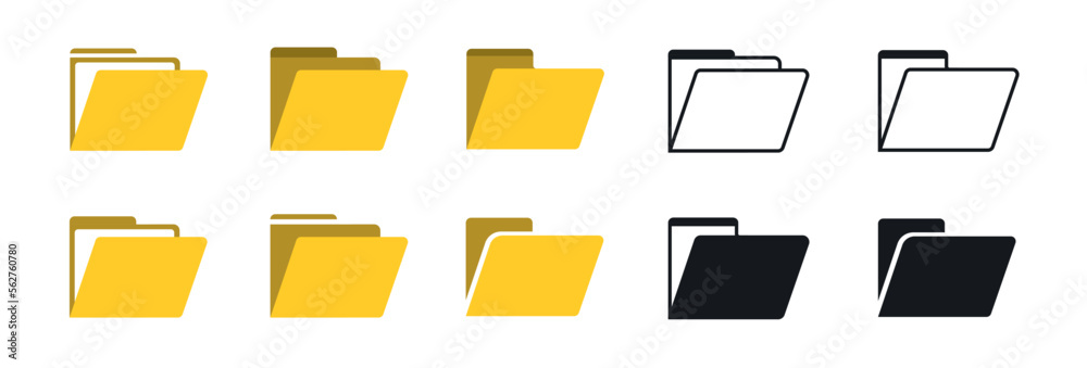 File folder icon set. Design for app, logo etc. Vector icons 10 eps ...