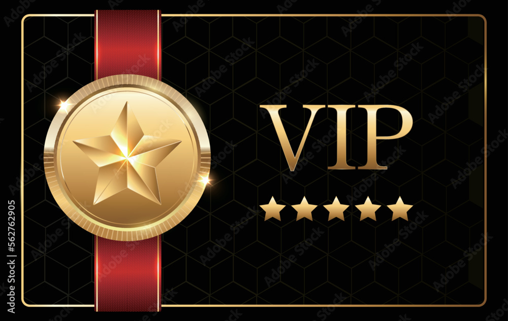Vetor de Golden bronze medal with red ribbon.VIP invitation design ...