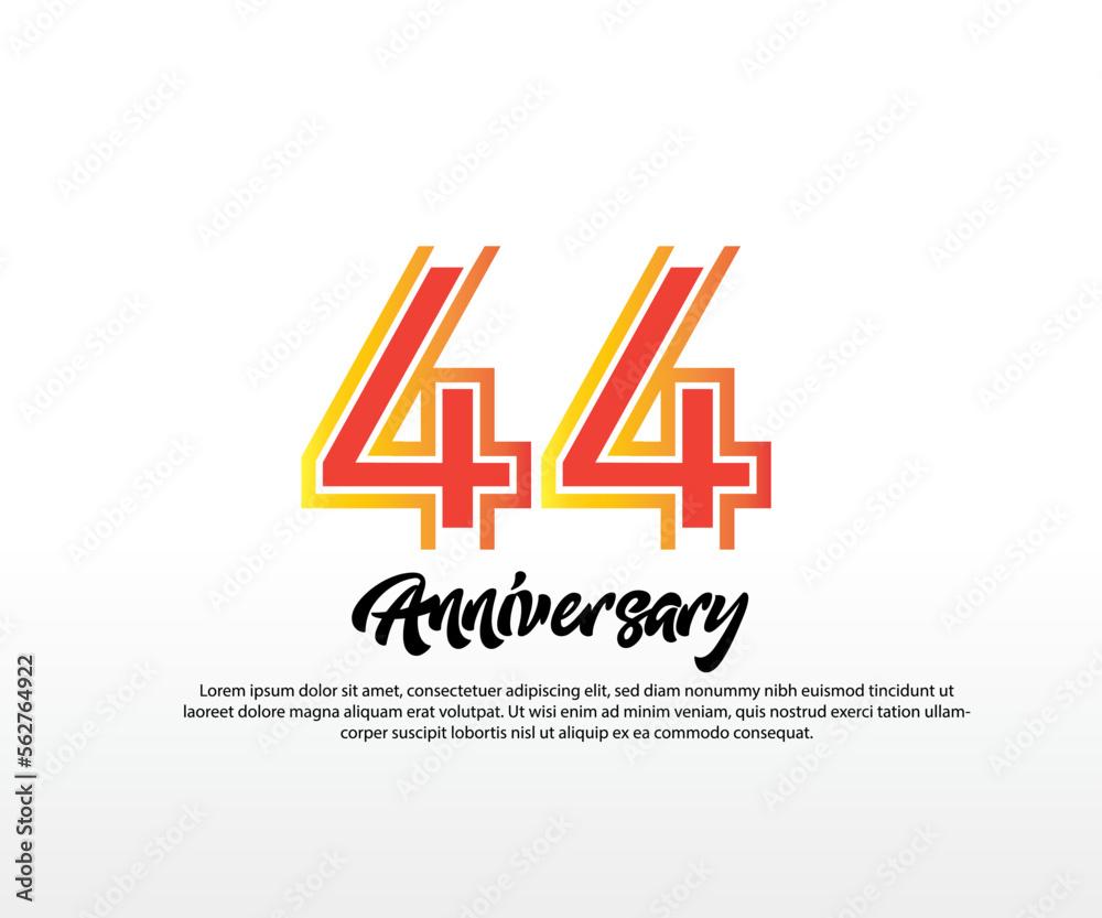 44 Year Anniversary Logo Vector Template Design Illustration Stock ...