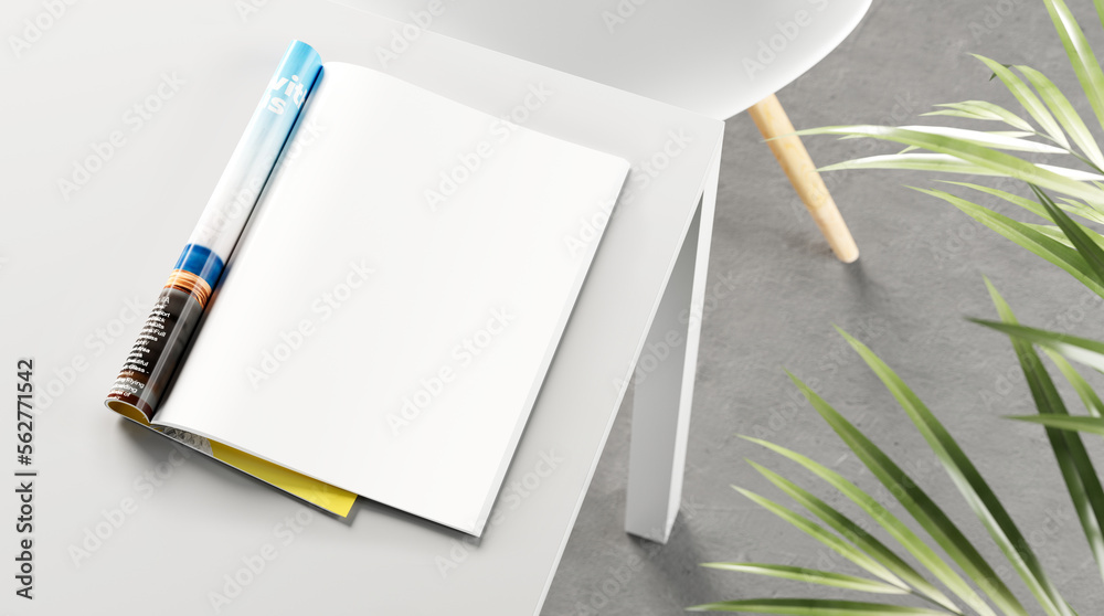 Clean page of magazine template. Magazine design identity mockup. Stock ...