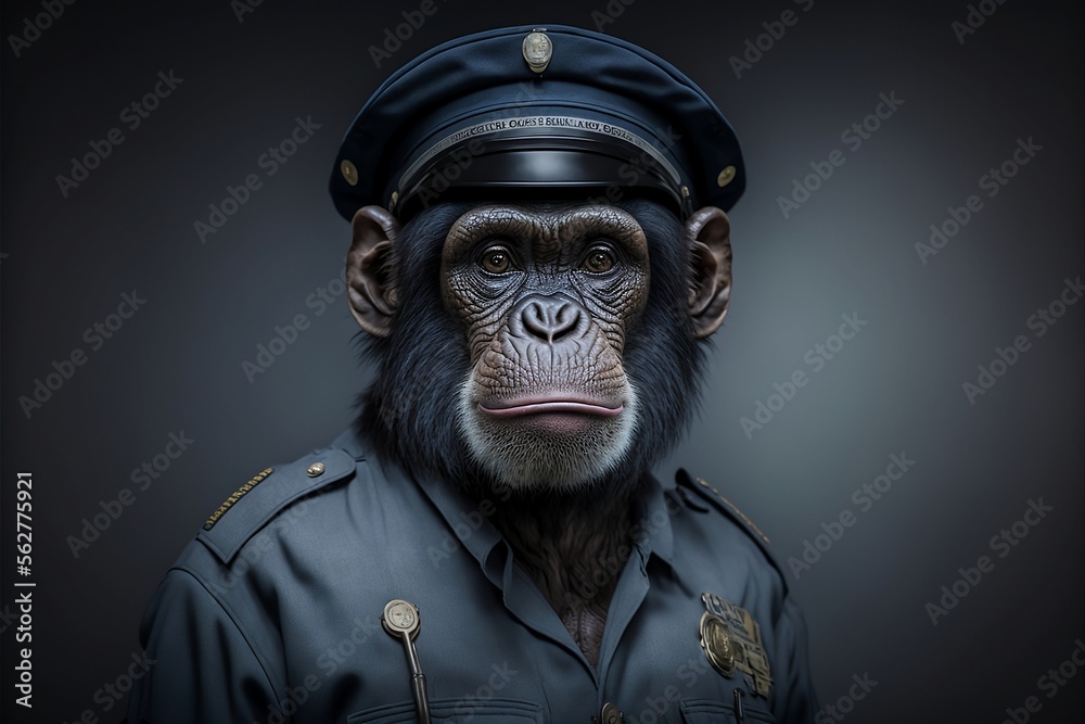 chimpanzee in a Police suit, photorealistic Portrait Generative ai ...
