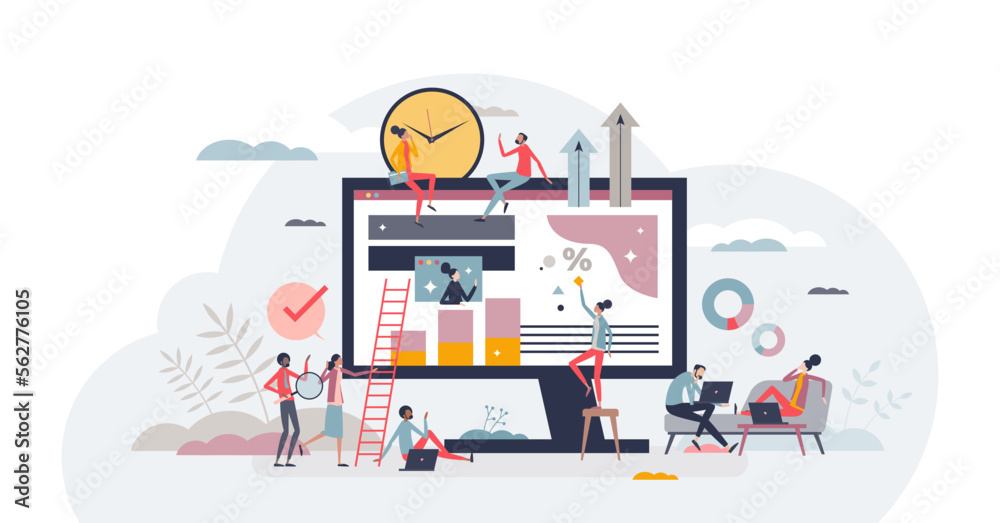 Hybrid workforce with distant employees and flexible job tiny person ...