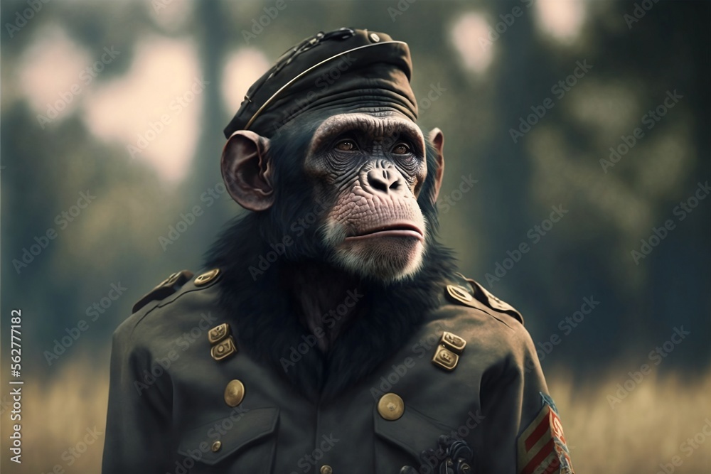 chimpanzee in an army suit, photorealistic, Generative ai ilustração do ...