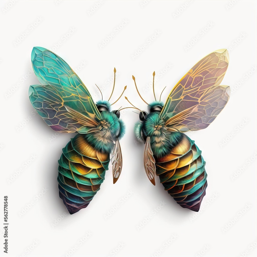 two colorful butterflies with wings spread out on a white background ...