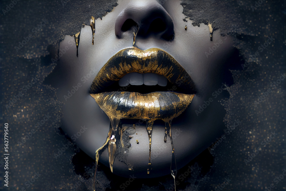 A fictional person. Golden Lips: A Close-Up of Beautiful Women's Mouths ...