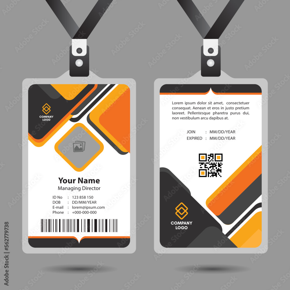 Abstract Orange Id Card Design, Professional Identity Card Template ...