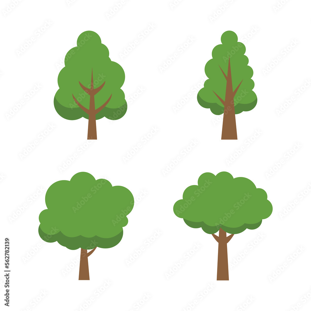 Vector set of trees in flat style nature trees agricultural garden and ...