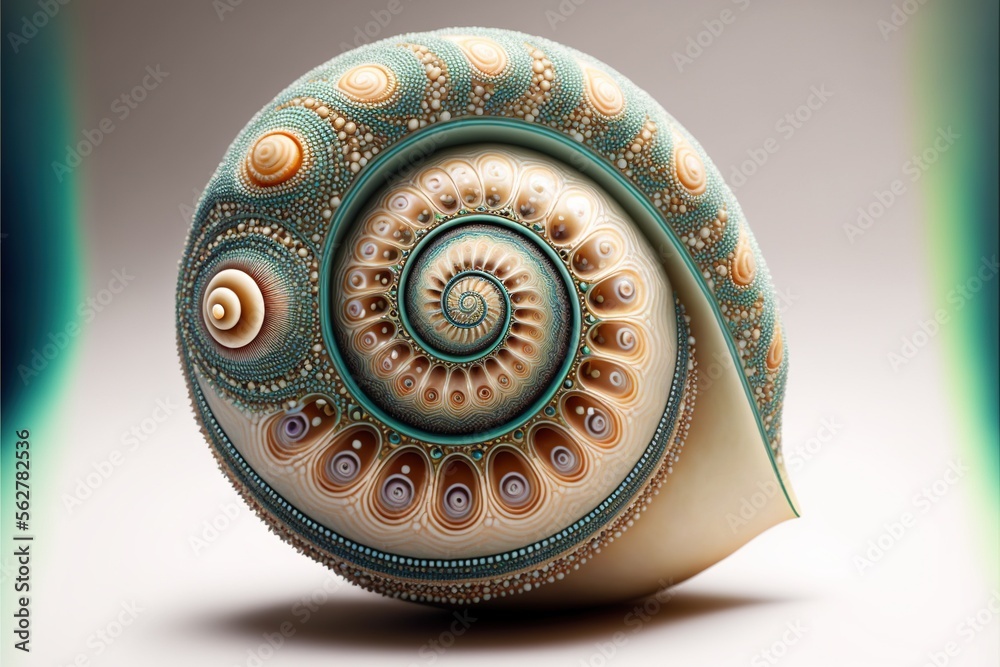 a very pretty looking snail with a big shell on it's back end, with a ...