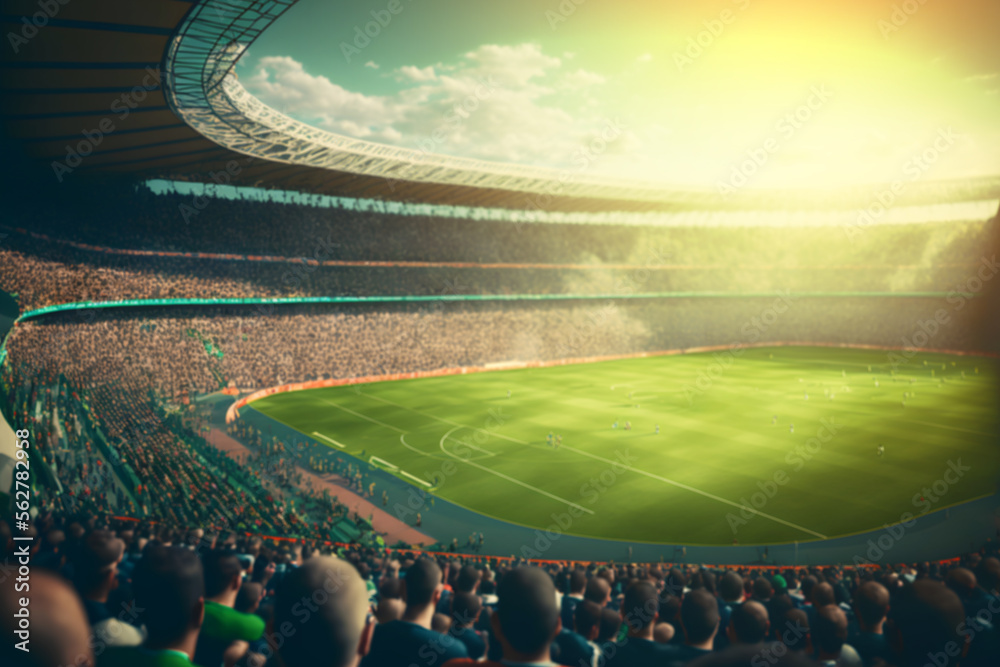 Aerial Shot of a stadium from inside with Soccer Match,crowds of Fans ...