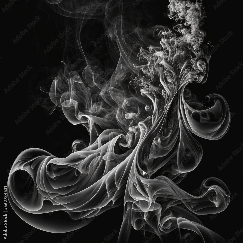 Rising smoke on a black background mysterious and unearthly generative ...