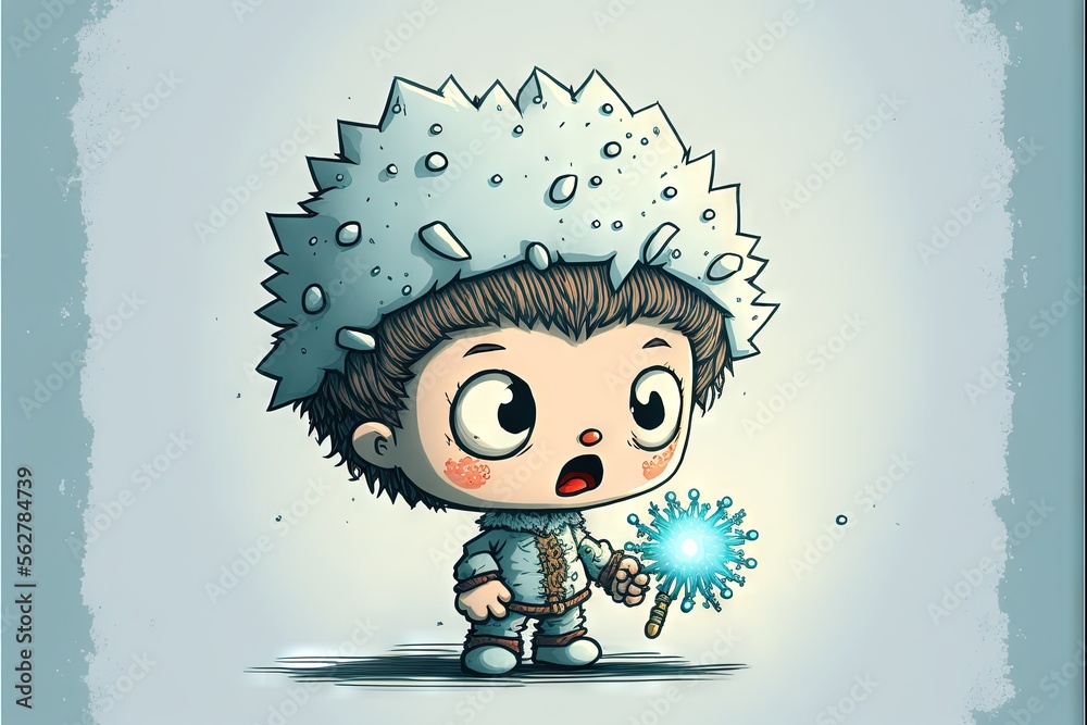 a cartoon character with a snowflake on his head and a sparkler in his ...