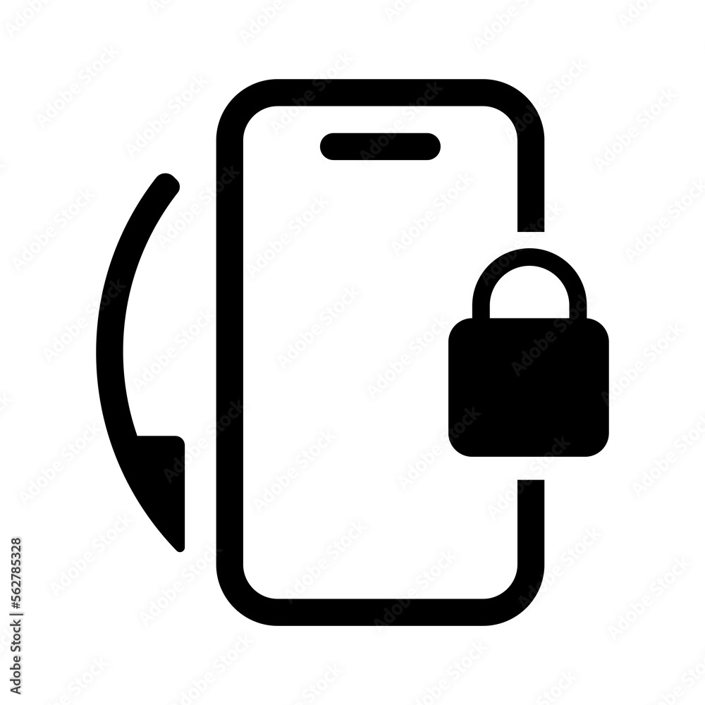 Rotate Mobile phone with lock key icon. Rotate Mobile phone symbol for ...