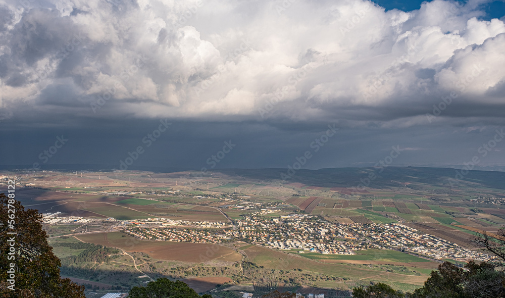 Aerial vew of Kfar Tavor village as seen from Mount Tabor summit, Lower ...