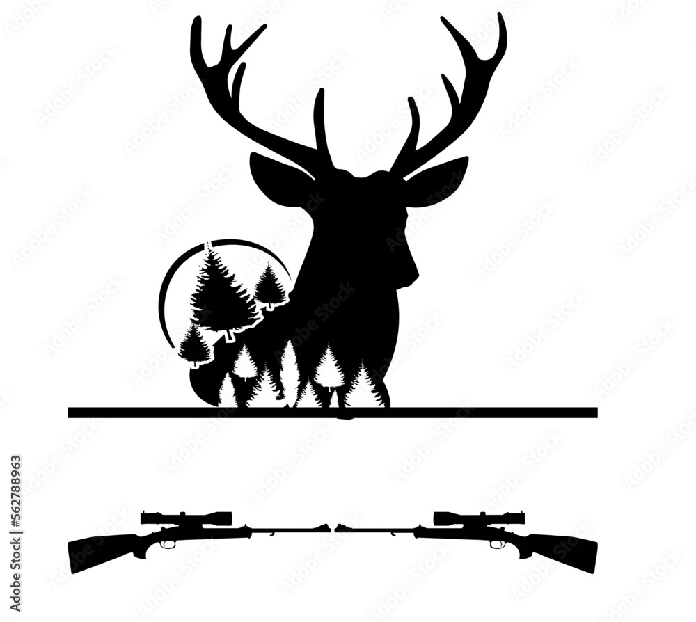 Vecteur Stock Deer Hunting name frame sign SVG png, hunter svg, hunting svg, deer svg, deer ...