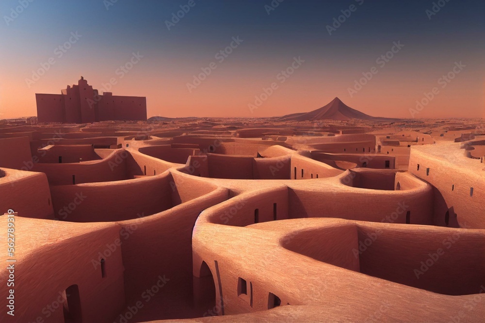 Diriyah Fort in Riyadh, Saudi Arabia, is a historic location. free hand ...