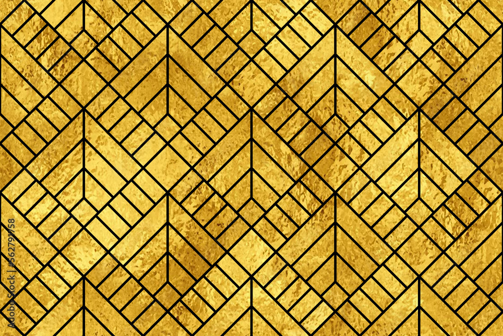 Gold stained glass window. Seamless yellow pattern for modern design ...